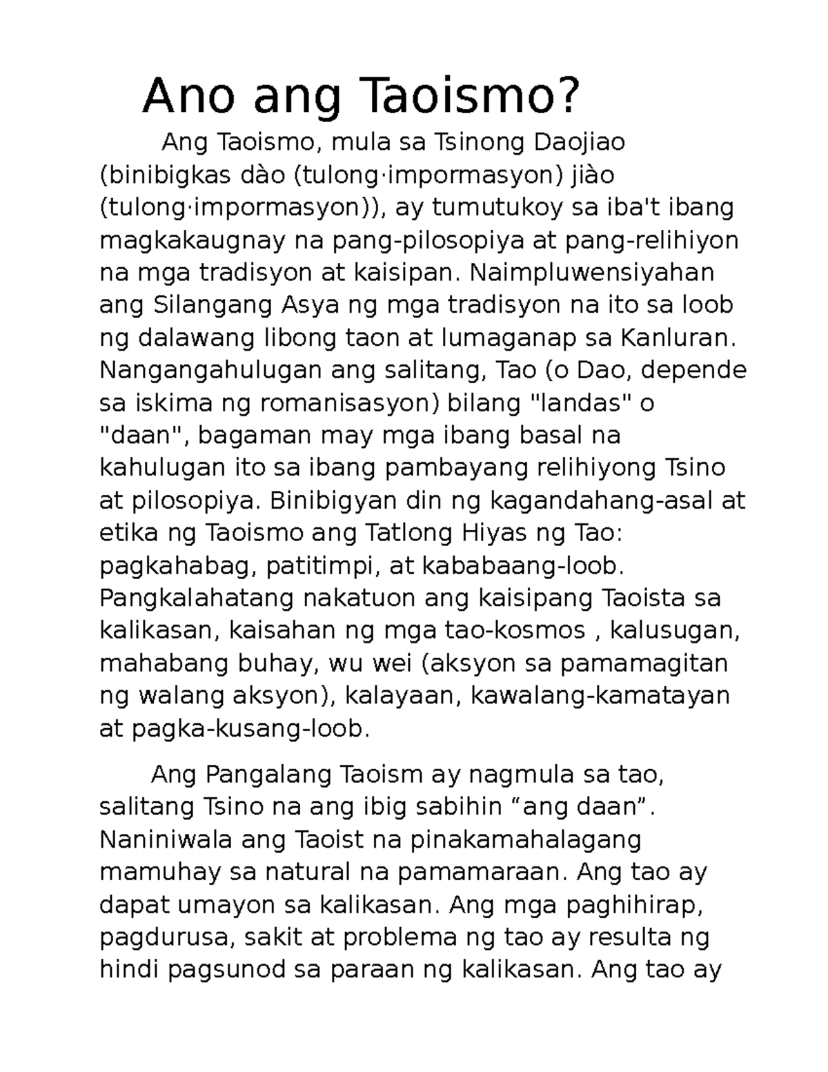 160945253 Pagpapaliwanag sa Konsepto ng Taoismo at Yin-Yang - Studocu