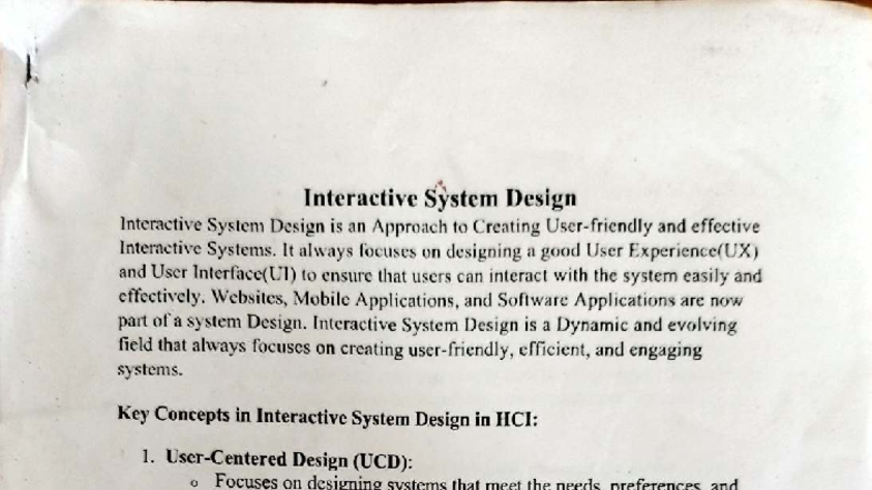 HCI Unit 1: Key Concepts in Interactive System Design - Studocu
