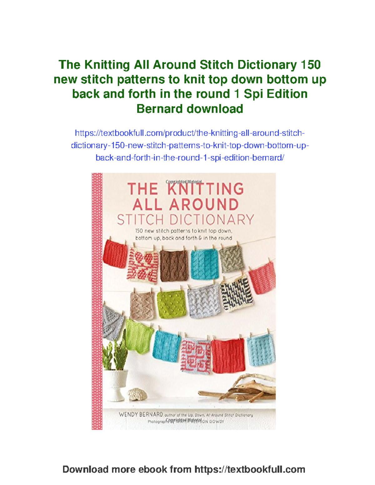 23149 - The Knitting All Around Stitch Dictionary: 150 Patterns to Knit ...