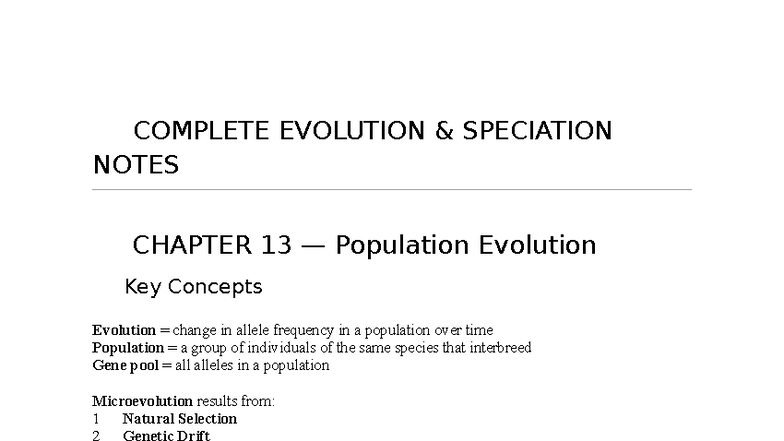 Final Exam Study Guide - Evolution & Speciation (BIO 101) - Studocu