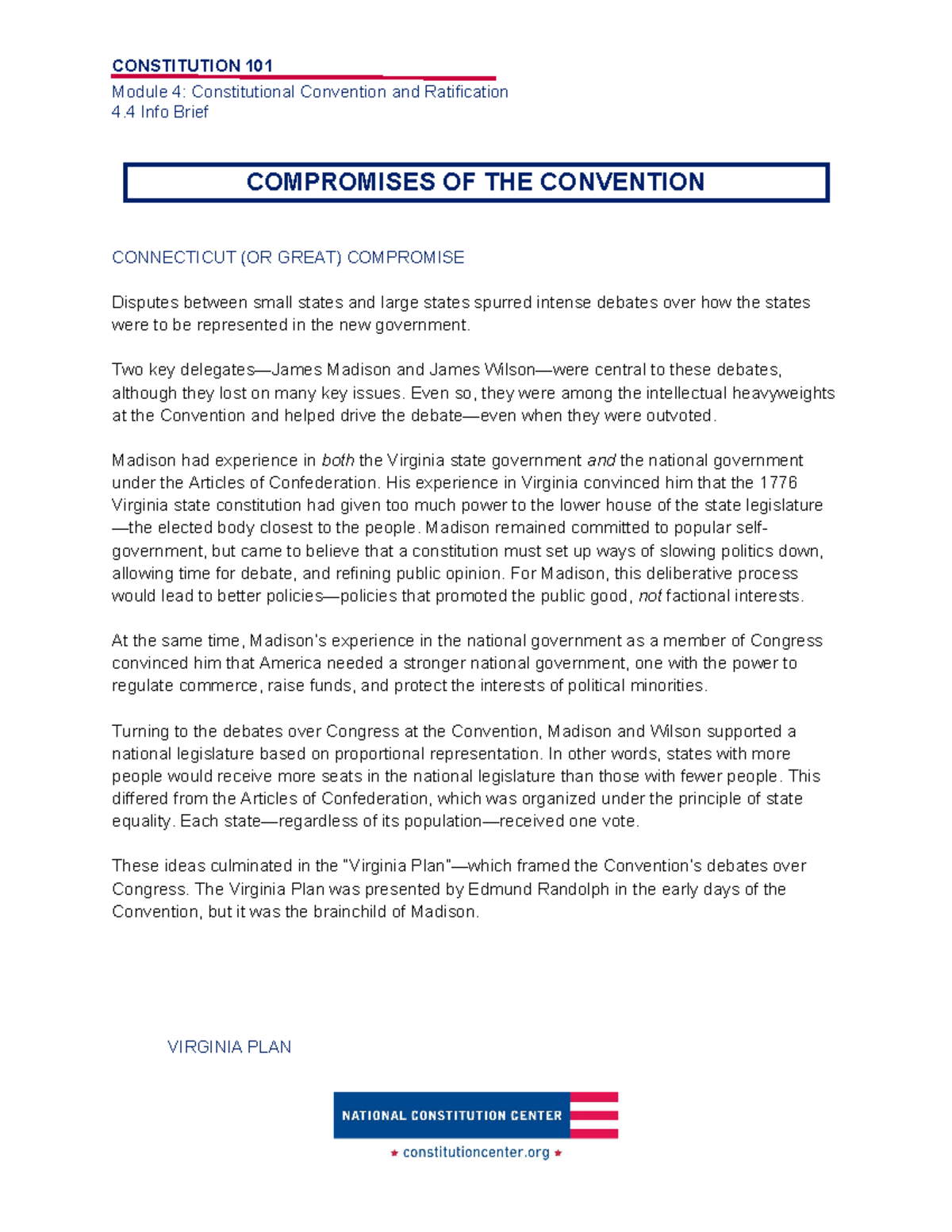 Module 4: Constitutional Convention Compromises and Ratification Notes ...