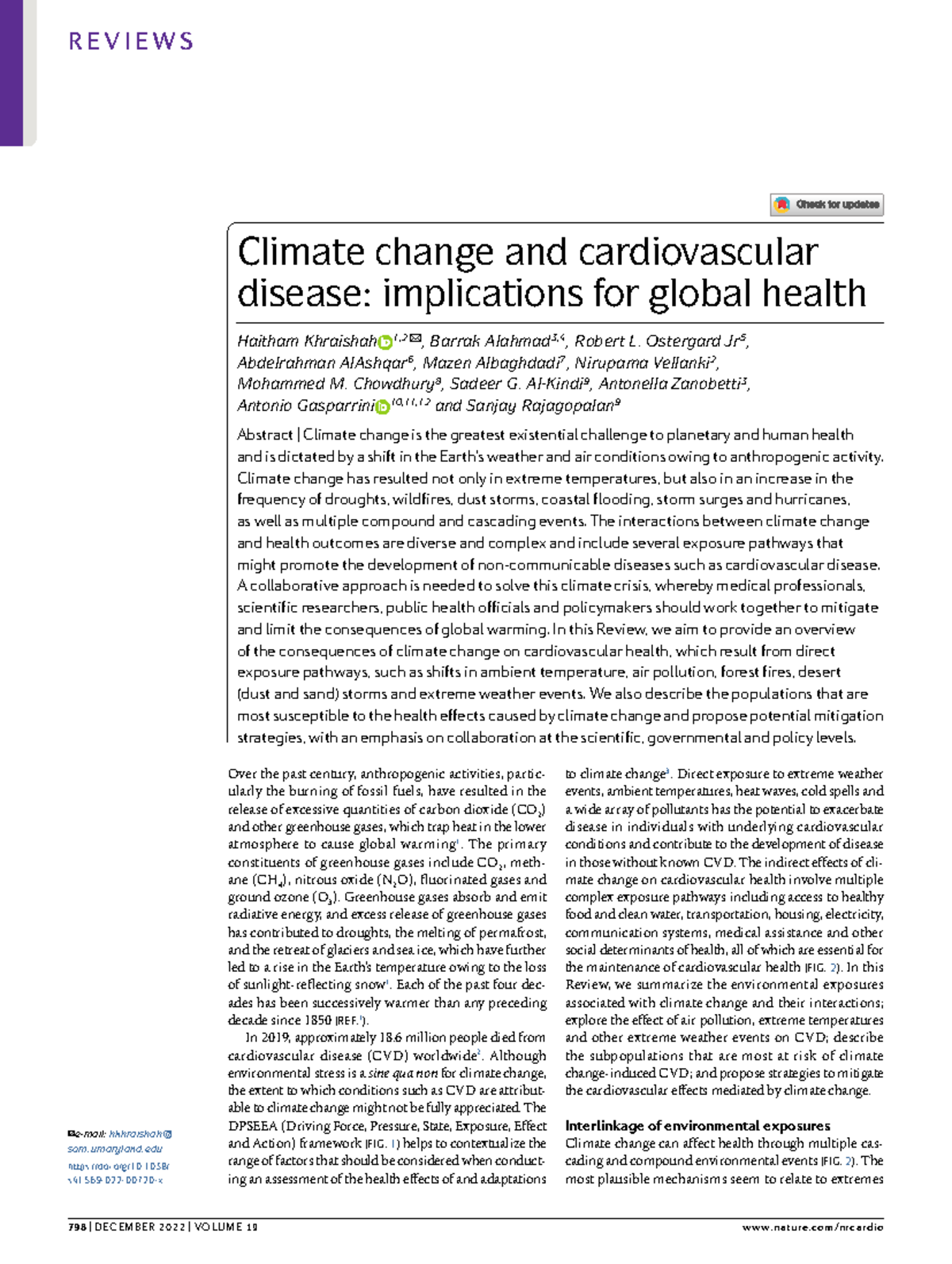 Climate Change and Cardiovascular Disease: Global Health Implications ...