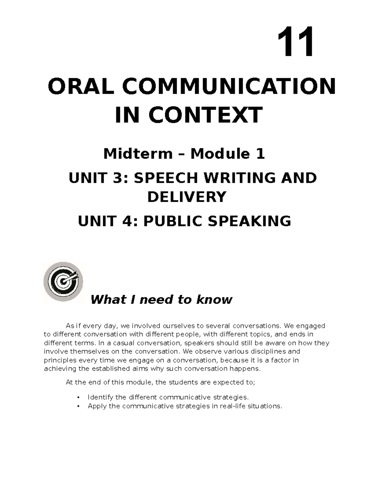 ORAL Communication Module - Finals - 11 ORAL COMMUNICATION IN CONTEXT ...