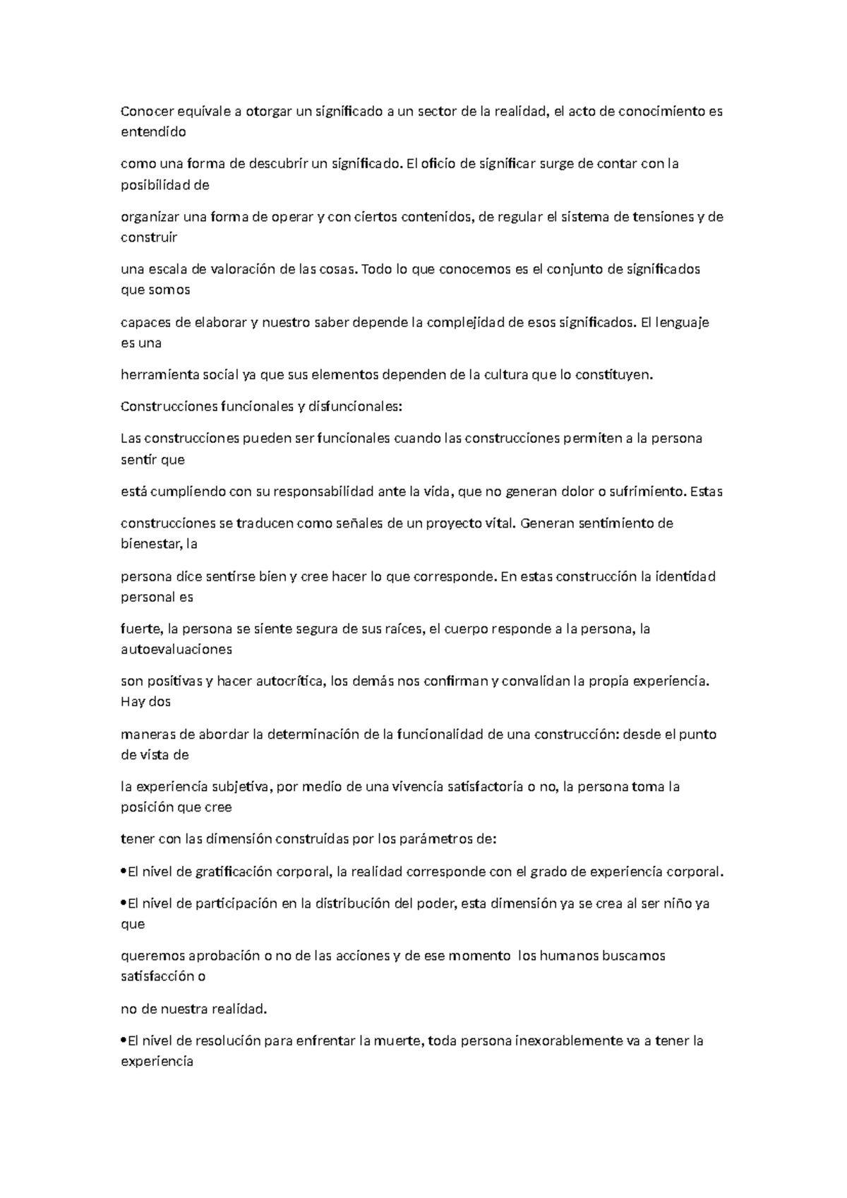 Conocer equivale a otorgar un significado a un sector de la realidad ...