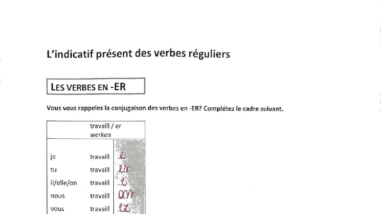 Amélioration des Verbes Réguliers - Résumé Test FR 101 - Studocu
