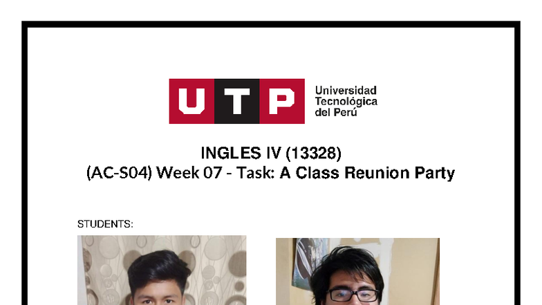 INGLES IV (13328) - Week 07 Task: Class Reunion Party Assignment - Studocu
