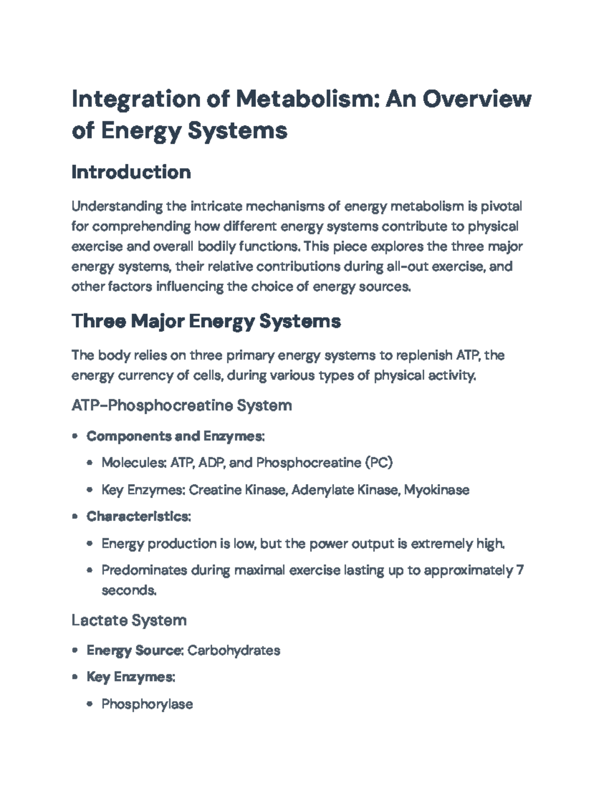 Integration of Metabolic Energy Systems in Physical Activity Analysis ...