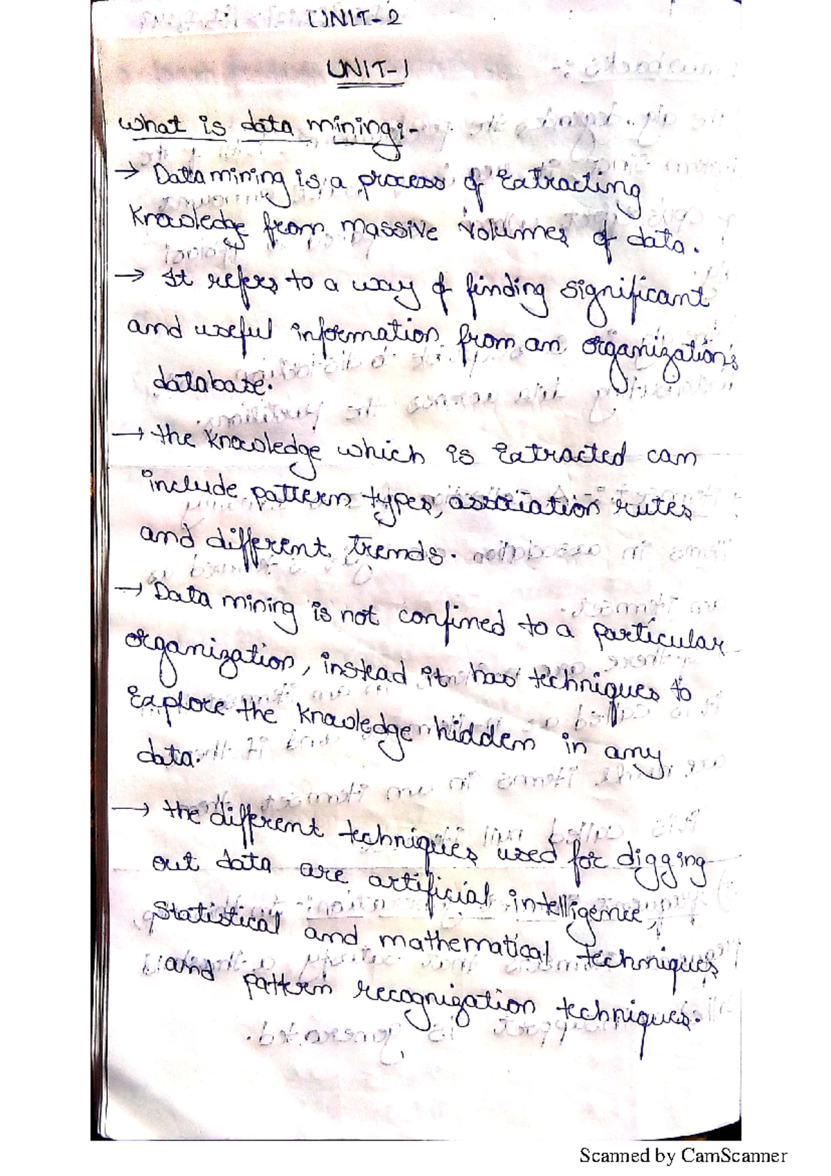 DM unit 1-1 - Data mining - what is data Datamining is a process of Eatracting Knowledge from ...