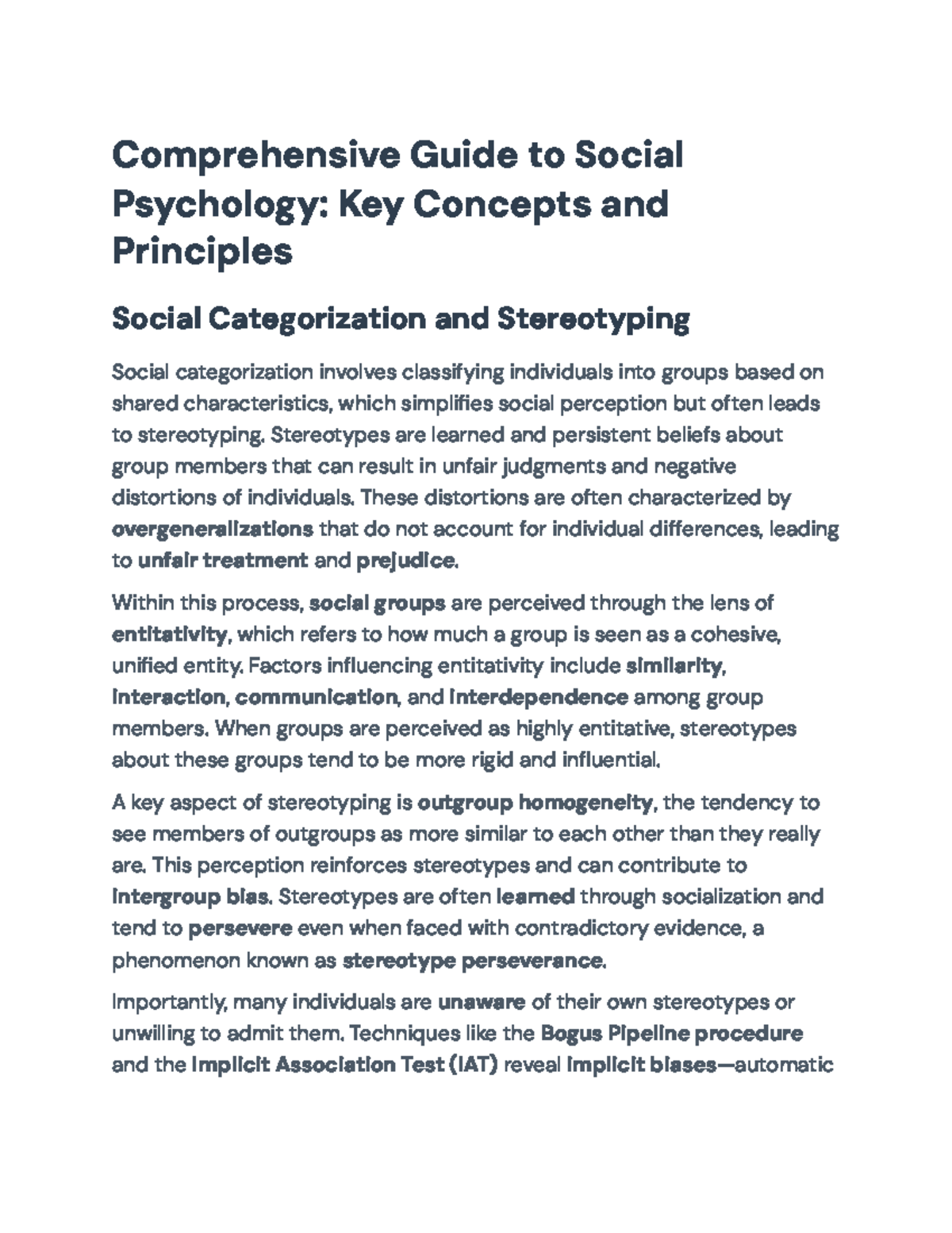 Comprehensive Overview of Social Psychology Principles (PSY 101) - Studocu