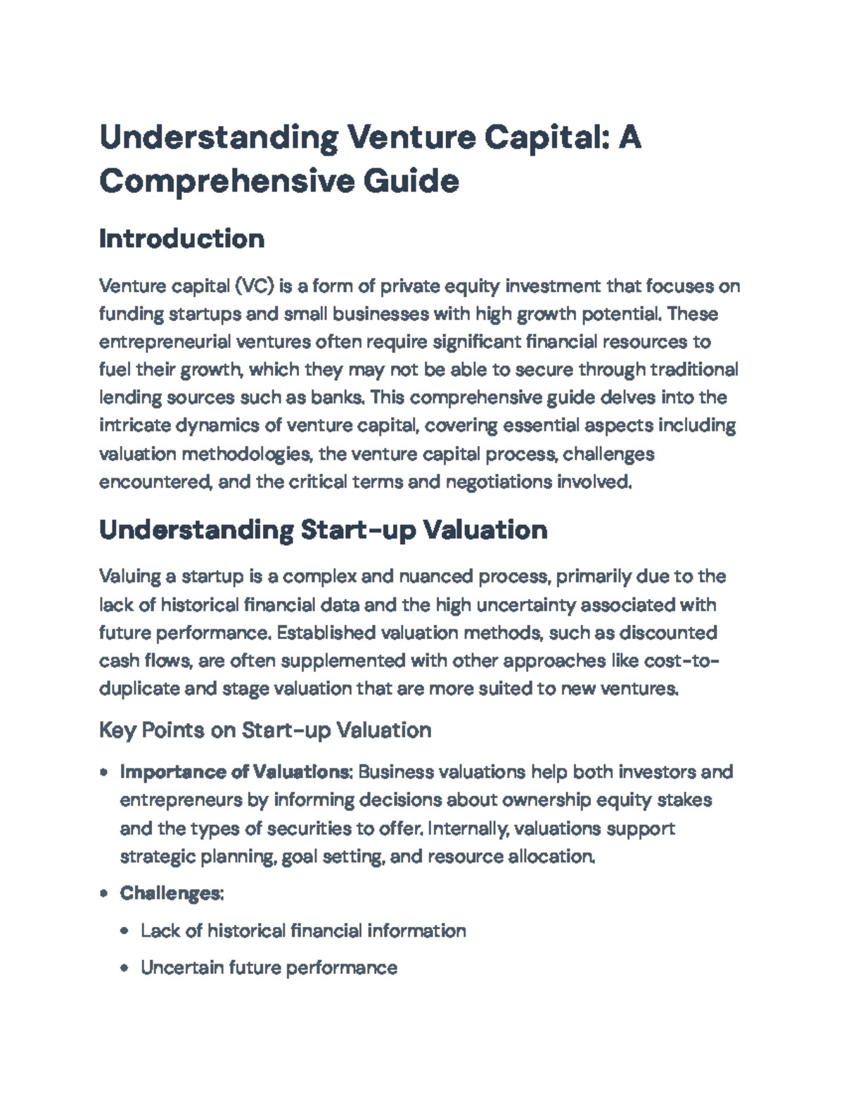 Venture Capital Dynamics (VC 101): Valuation & Strategies Guide - Studocu