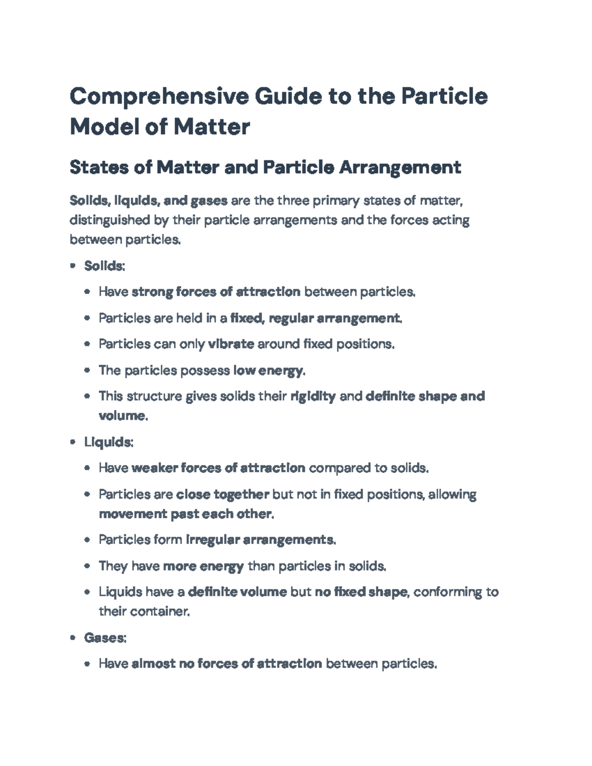 Comprehensive Guide to States of Matter & Particle Model (PHYS101 ...