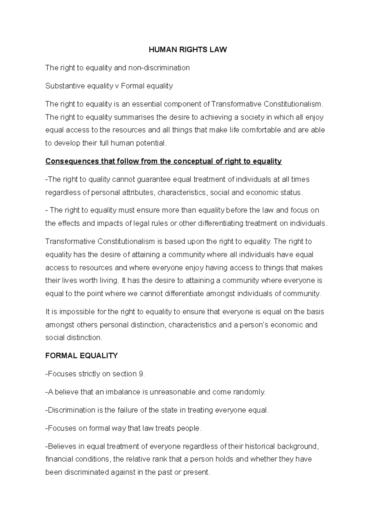 Human Rights LAW: Exploring Equality and Non-Discrimination Principles ...