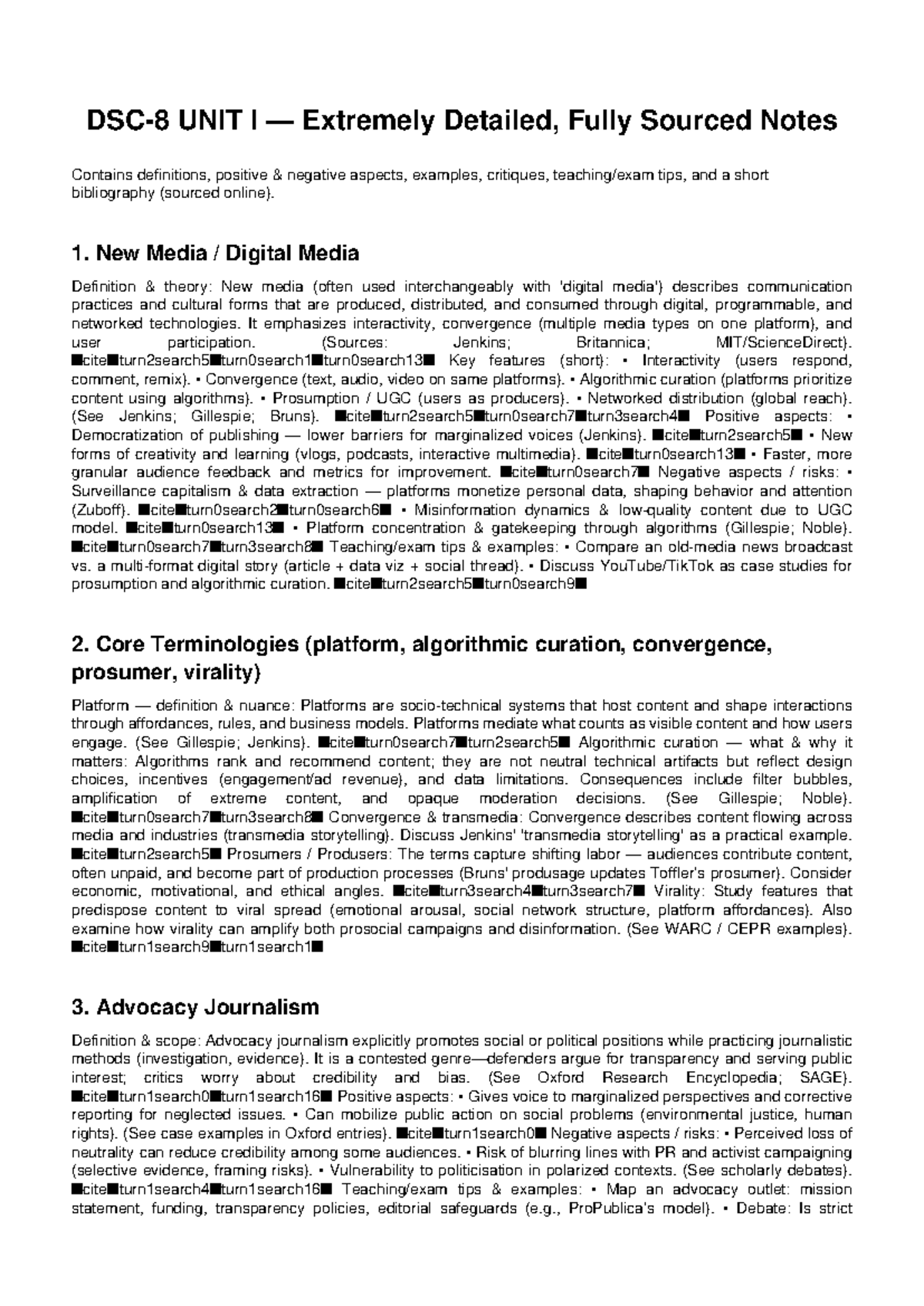 DS C8 Unit 1: Comprehensive Notes on New Media & Advocacy Journalism ...