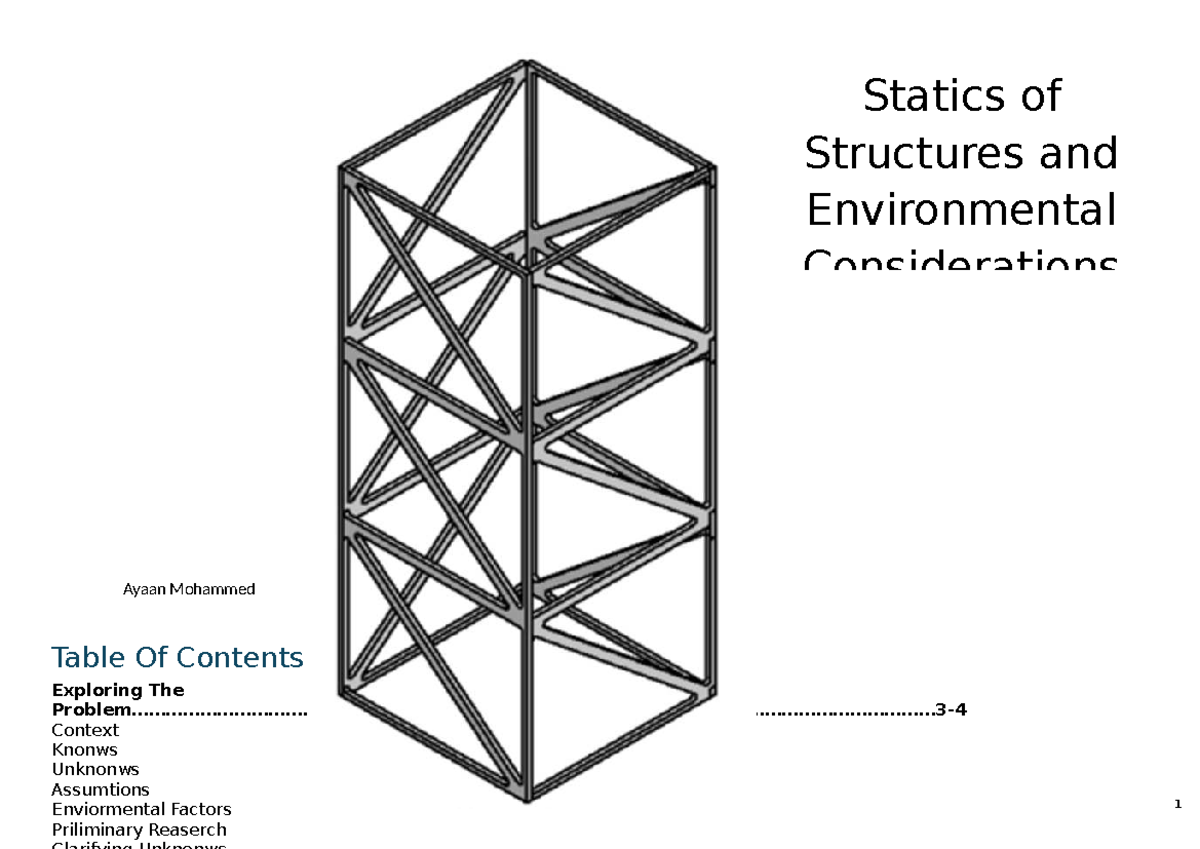 EGR - IA1 - Draft: Truss Design for Water Tank Support Tower - Studocu
