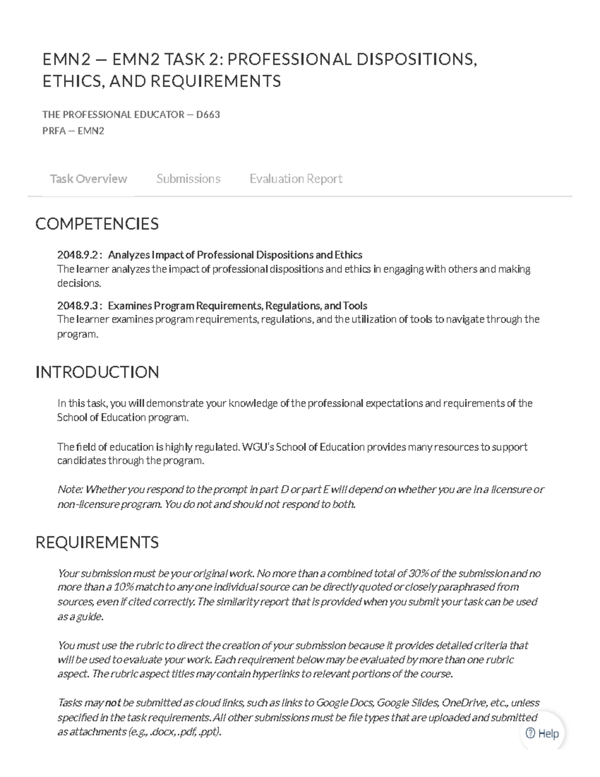 EMN2 Task 2: Analyzing Professional Dispositions & Ethics - Studocu
