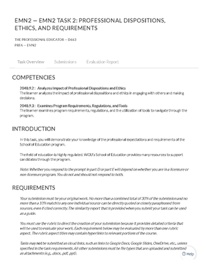 Task 1-D663 - task 1 - Professional Dispositions and Ethics Self-Assessment and Reflection ...