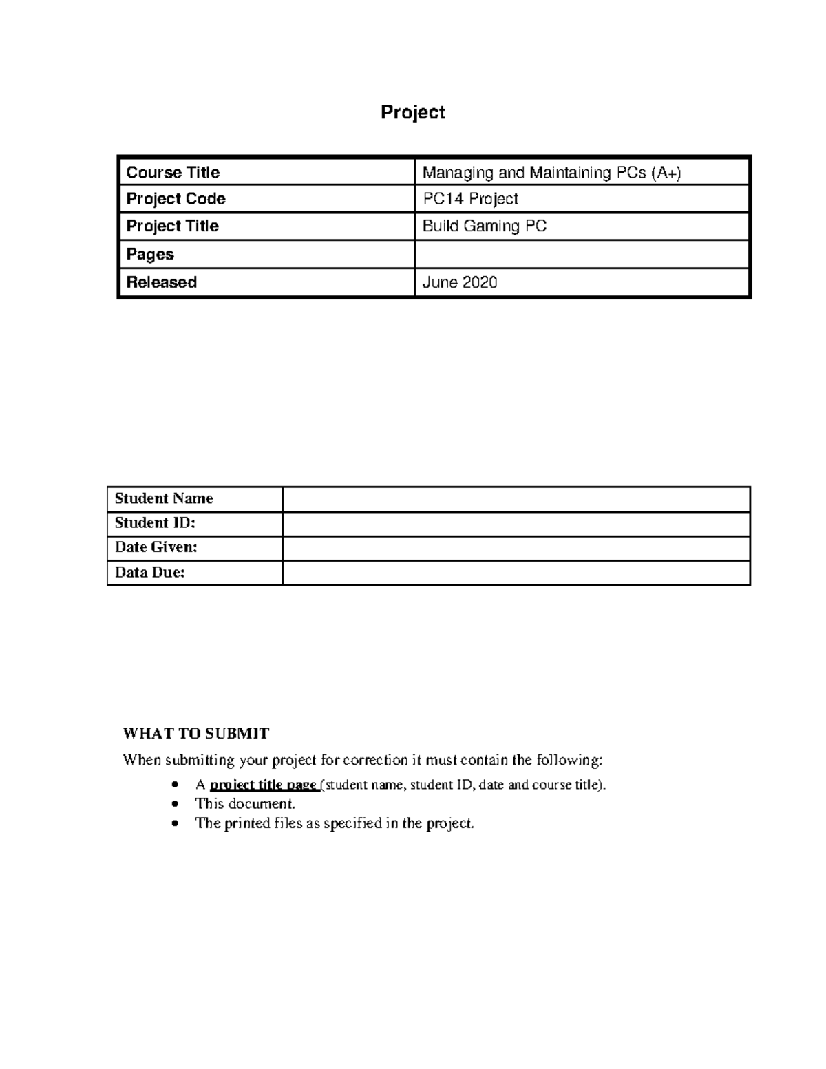 PC14 Project: Building a Gaming PC for Mr. John - Studocu