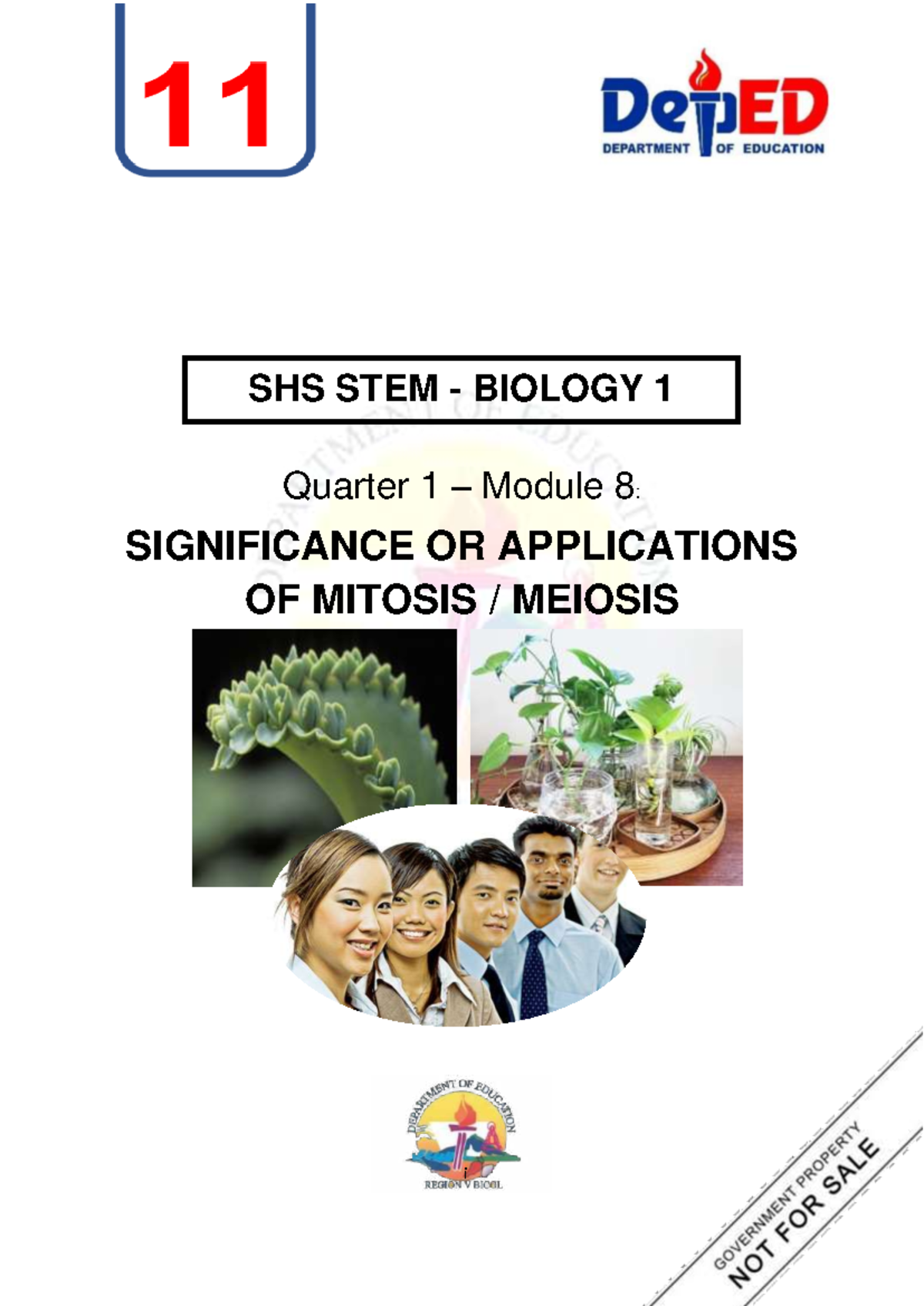 SHS STEM BIO 1 Q1 Module 8: Significance of Mitosis & Meiosis - Studocu