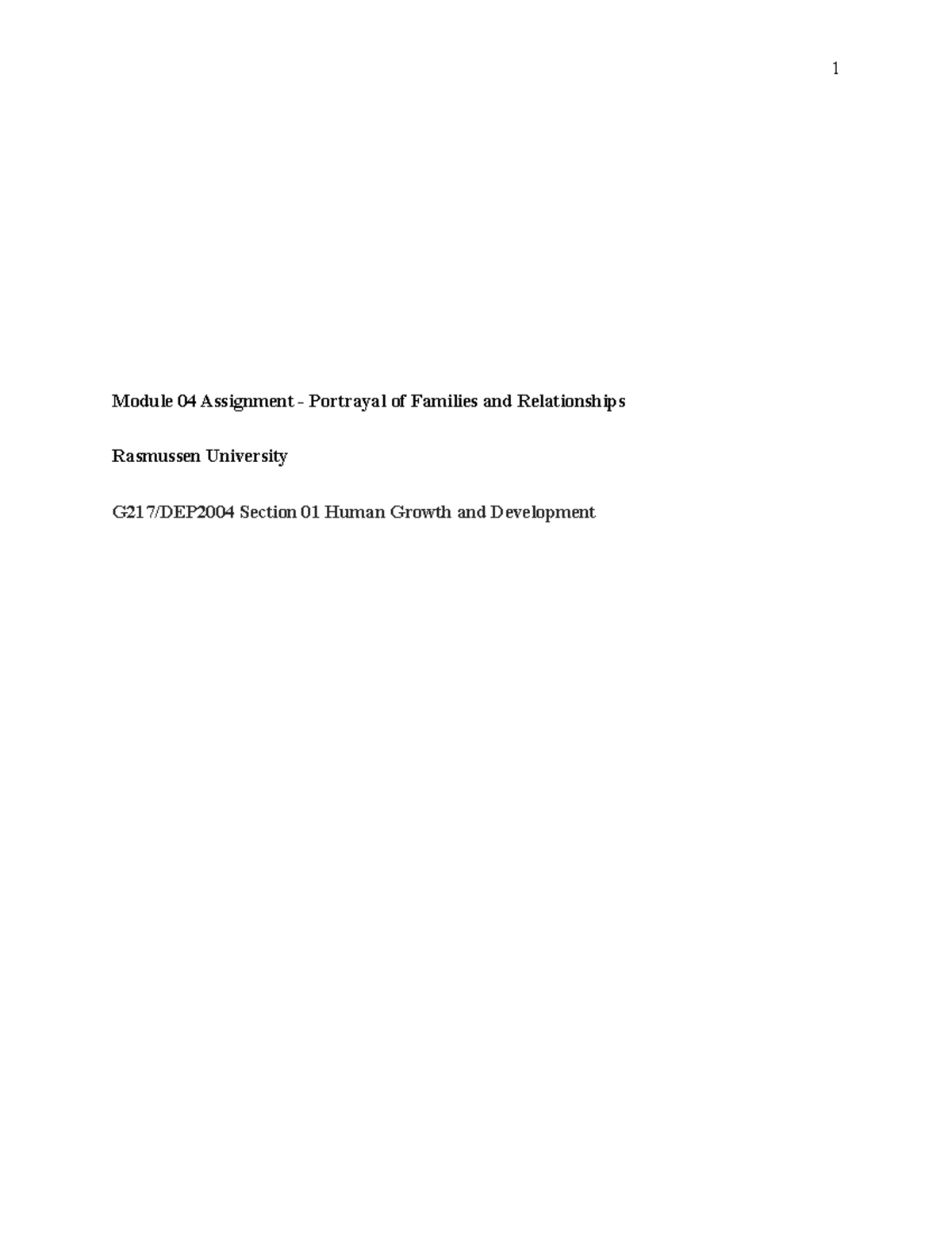 Module 04 Assignment- Portrayal of Families and Relationships - Module ...