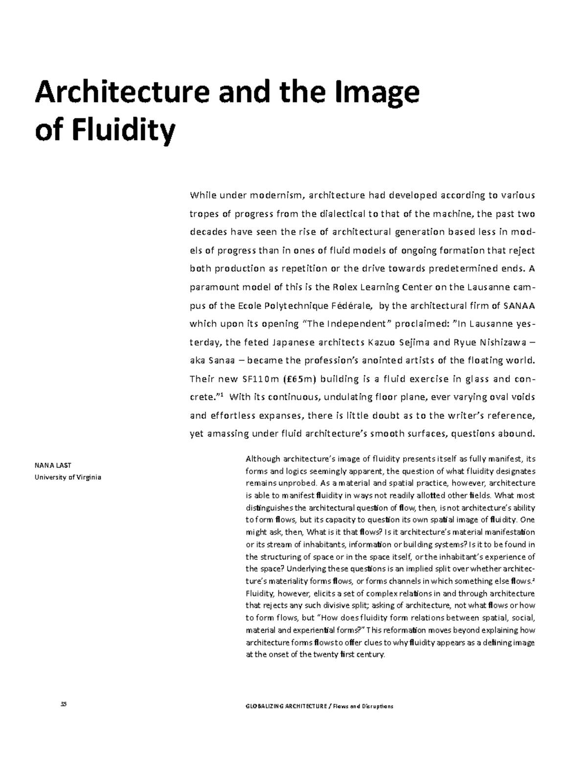 Arch 101: Exploring Fluidity in Architecture and its Social ...