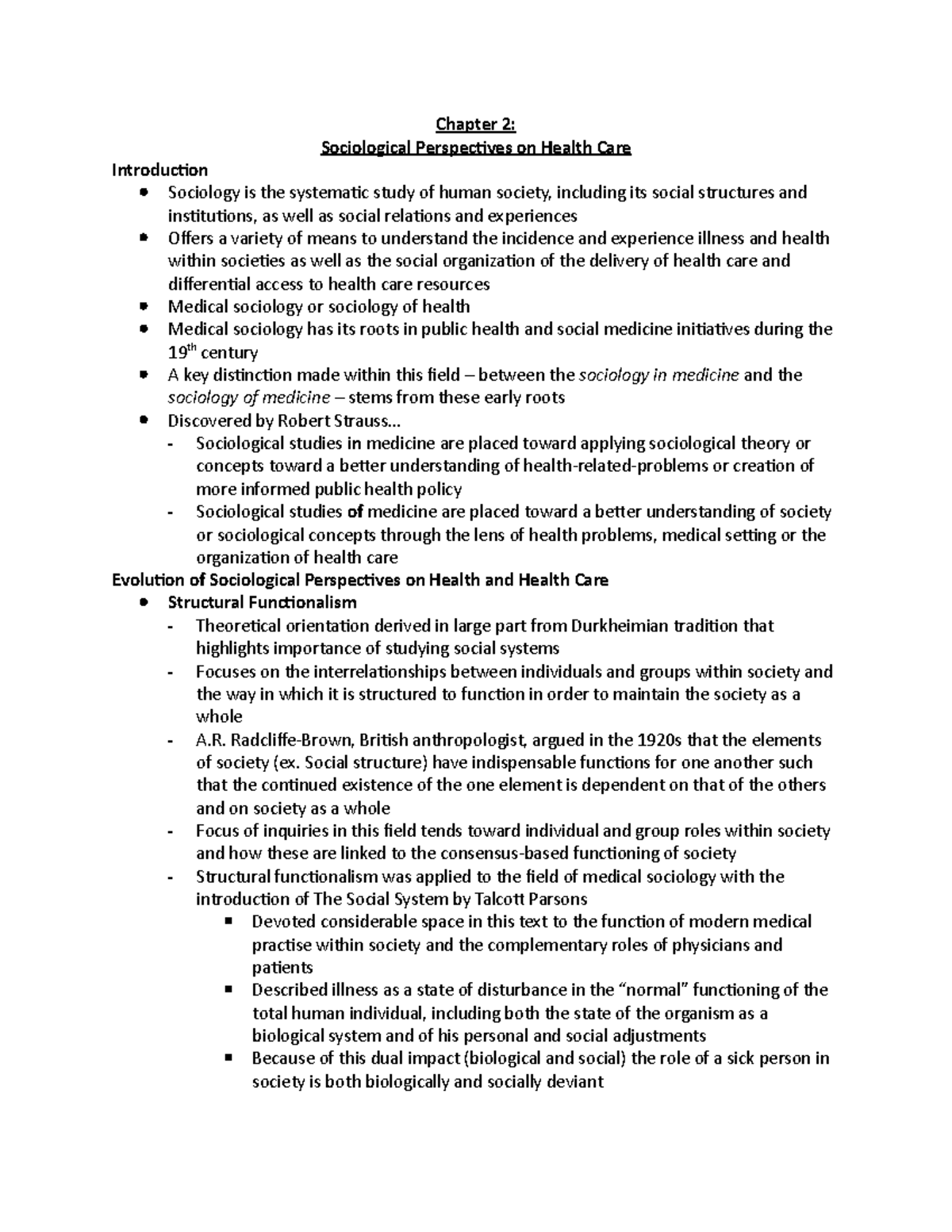 Chapter 2 - Chapter 2: Sociological Perspectives on Health Care ...