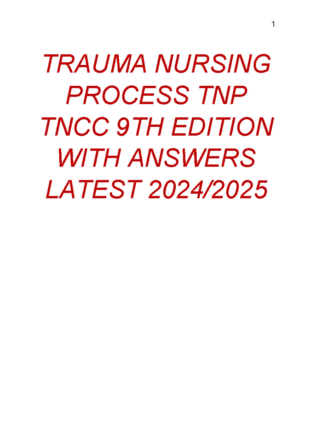 TNCC TNP Questions & Answers - Latest Updates for 2024-2025 - Studocu