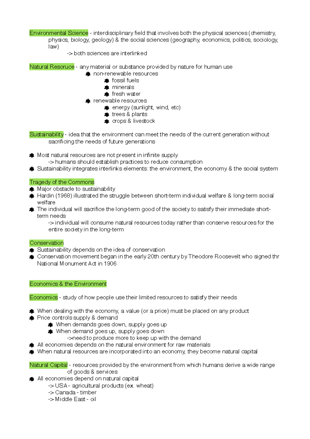 Intro to Environmental Science: Key Concepts in ENV 101 - Studocu