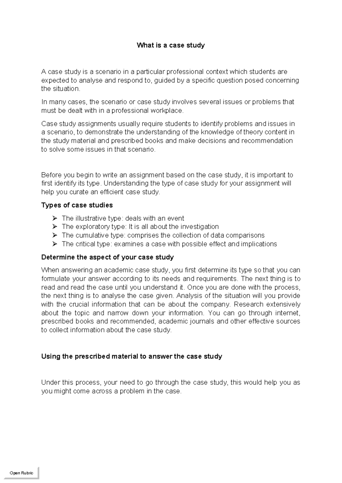 Steps to Answer a Case Study Assignment: A Comprehensive Guide - Studocu