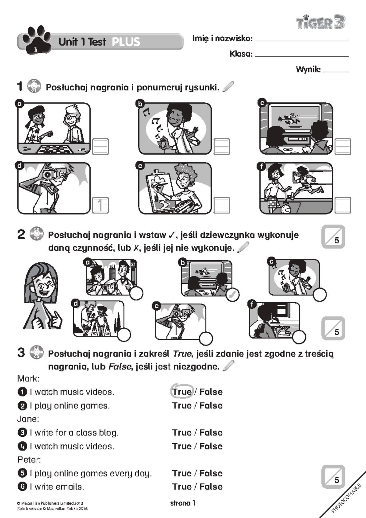 Tiger 3 Unit 1 Test PLUS: Listening Comprehension Exercises - Studocu