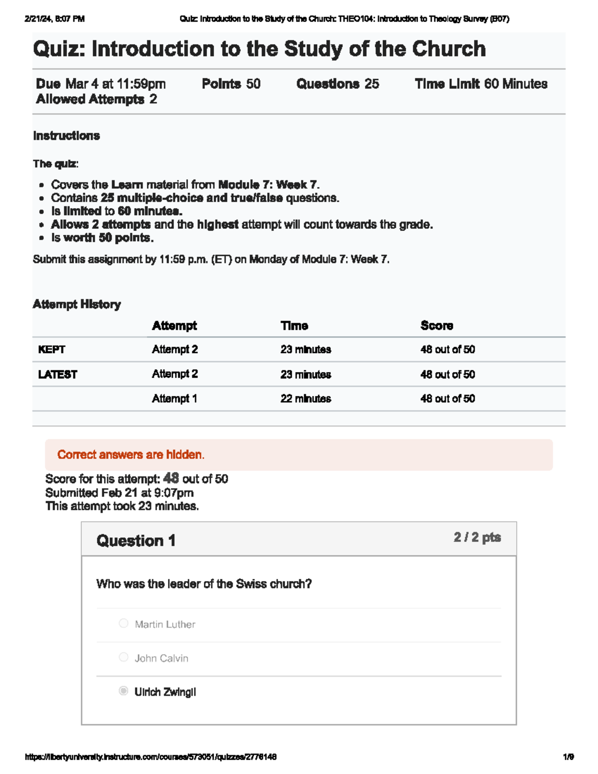 Quiz 7: Intro to the Study of the Church II Notes - Studocu