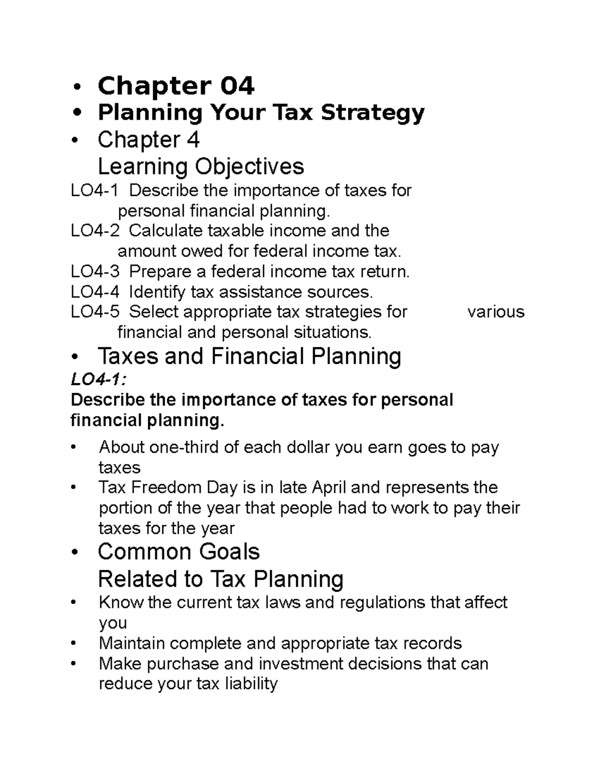 Pf ch 4 - based off of Personal Finance 11th edition Kapoor - • Chapter ...
