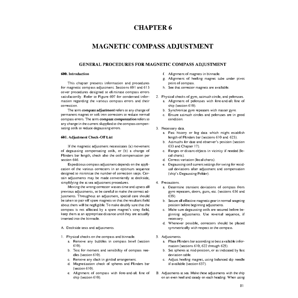 CHAPTER 6 - MAGNETIC COMPASS ADJUSTMENT PROCEDURES AND ERRORS - Studocu