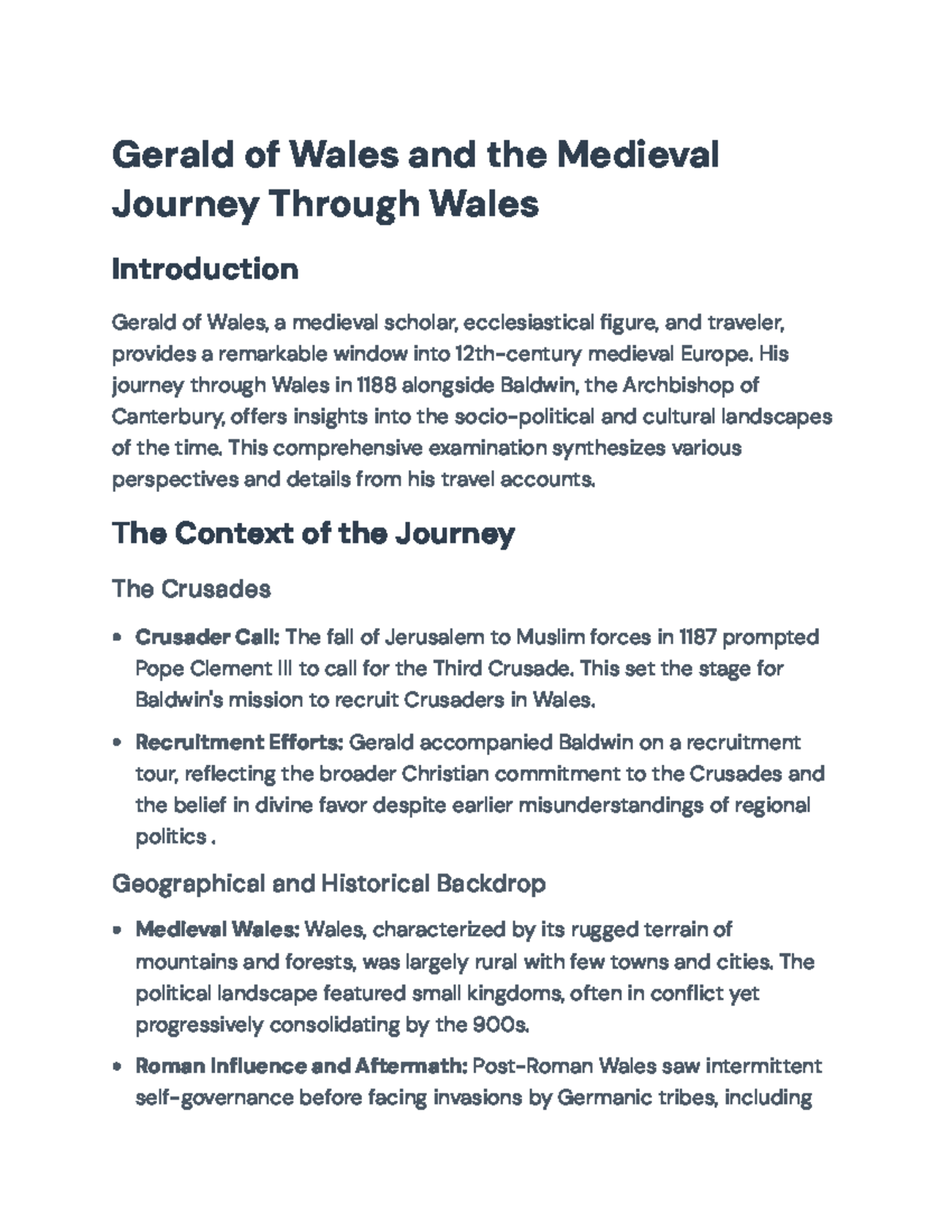 Gerald of Wales: Insights from his Medieval Journey in Wales - Gerald ...