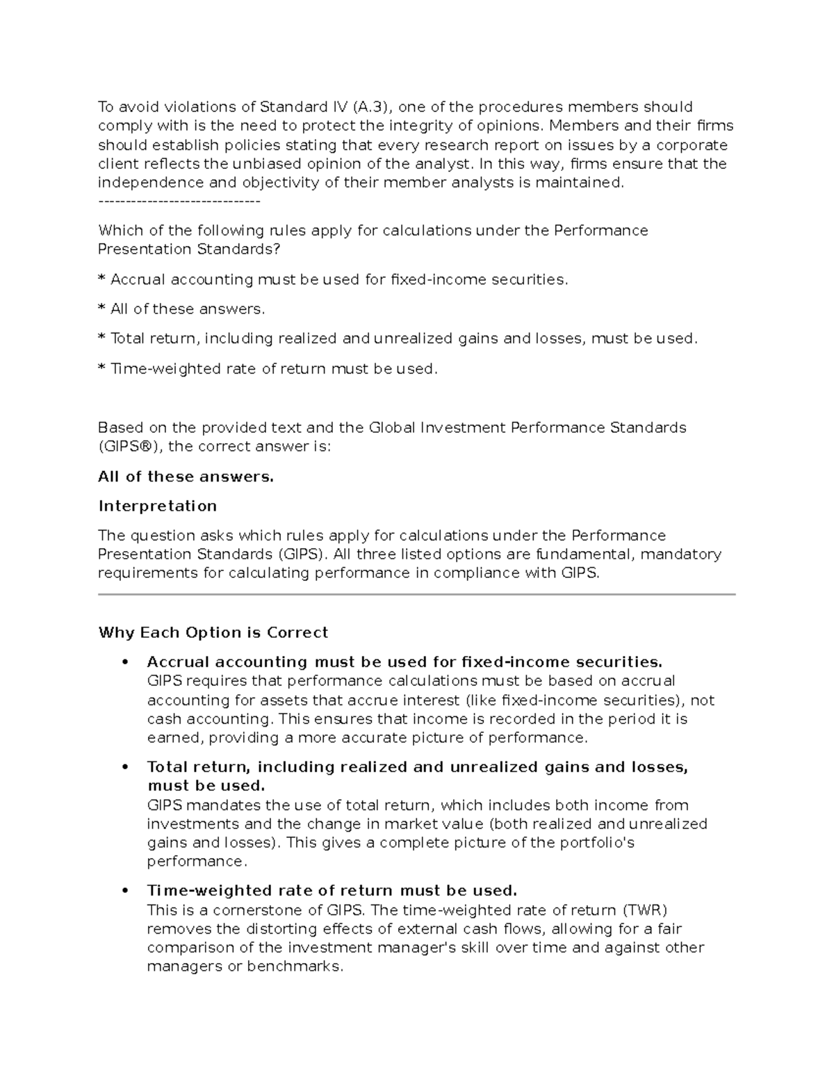 GIPS Compliance: Key Rules for Performance Calculations (Quan Fin 922 ...