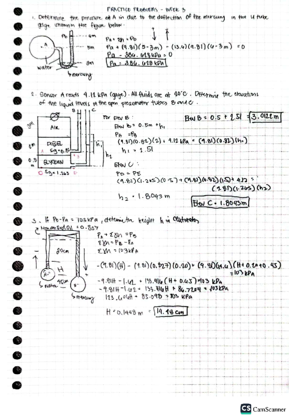 Practice Problems (Hydraulics) - Week 3 Solutions - Studocu
