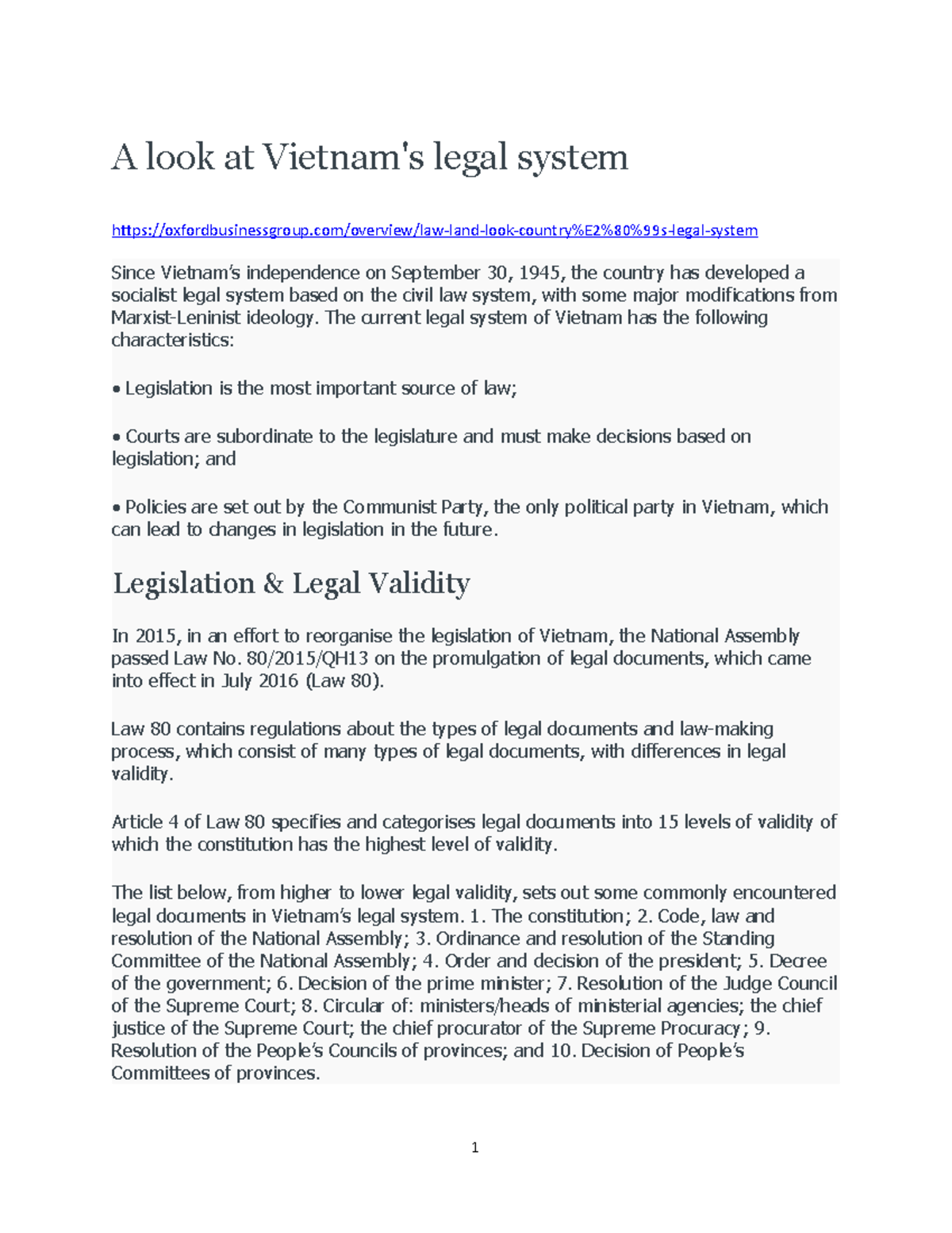 A Look at Vietnamese Legal System - A look at Vietnam's legal system ...