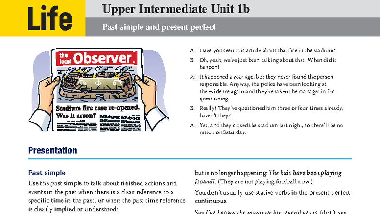 Life Upper-Intermediate GW 01b: Past Simple & Present Perfect Notes ...