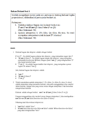Tugas 2 MK Logika Informatika - TUGAS 2 No Soal Skor Perhatikan kalimat ...