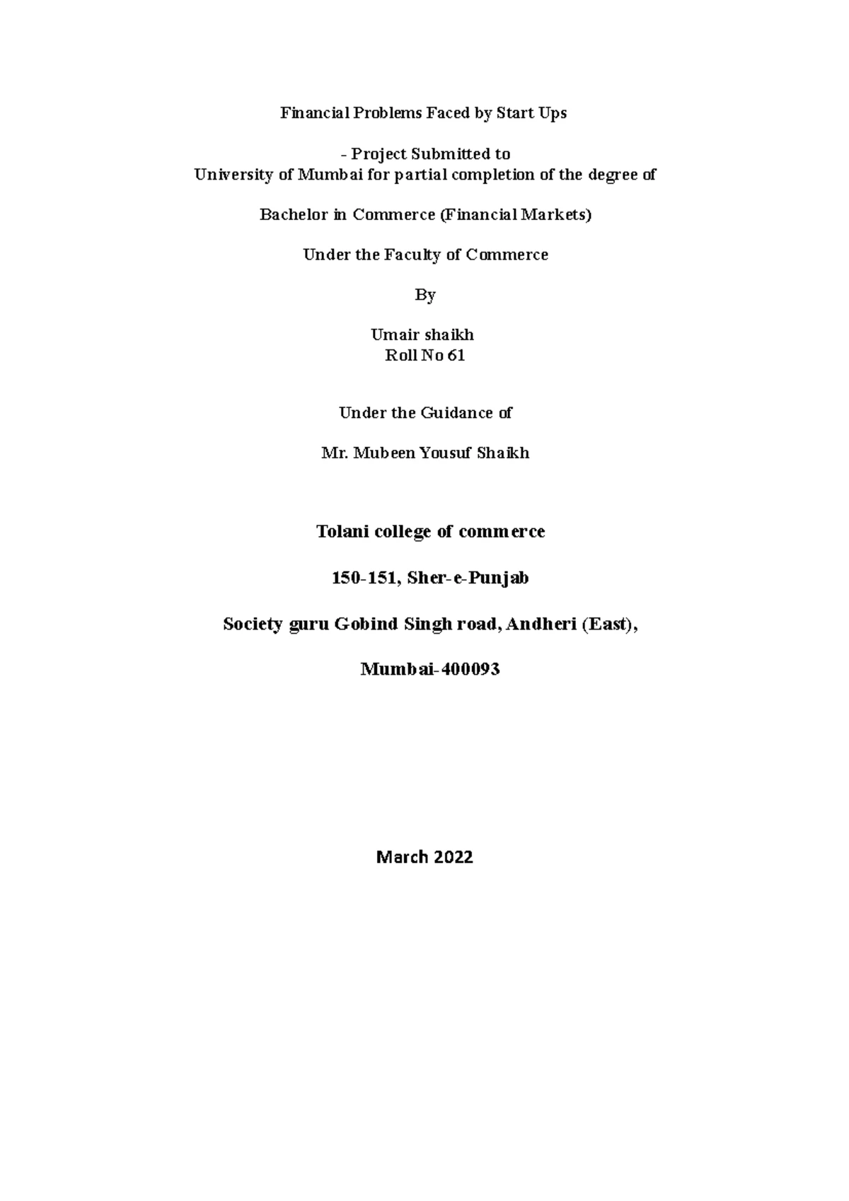 Case study on financial problems faced by start up - Financial Problems ...