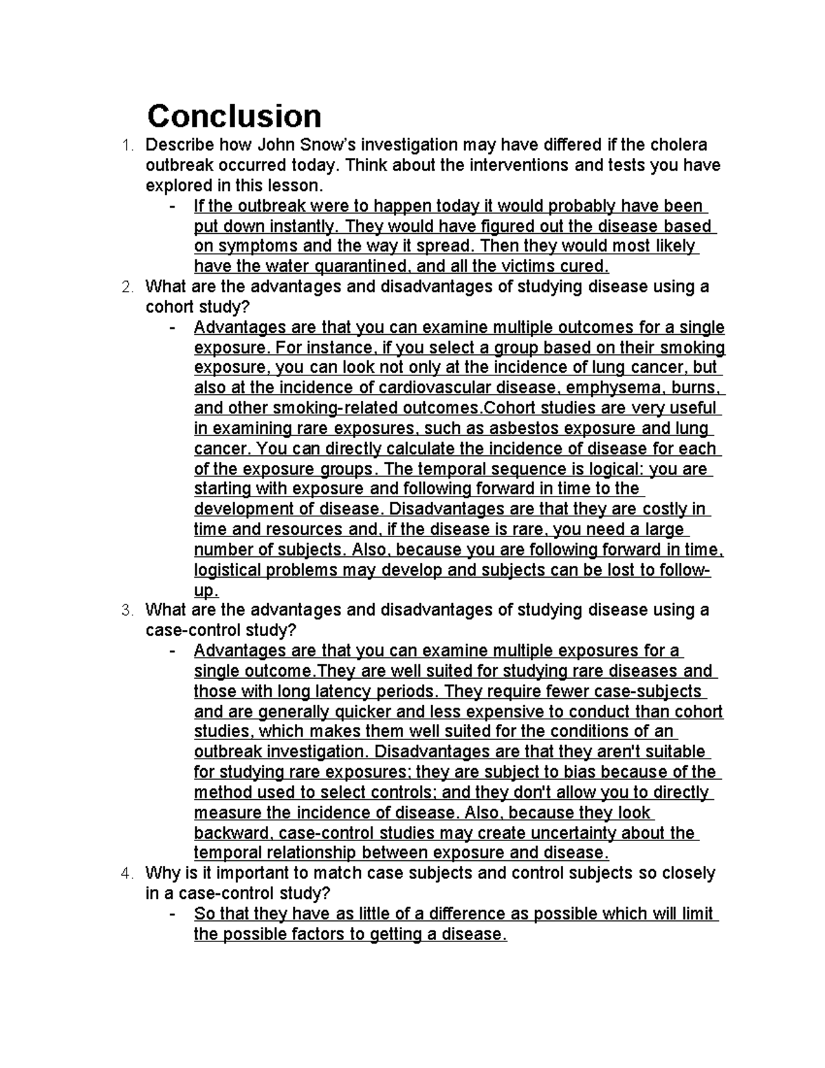 Conclusion - Notes on Disease Investigation & Study Methods - Studocu