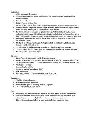 NU646 Initial Psychiatric SOAP Note Template - Initial Psychiatric SOAP ...