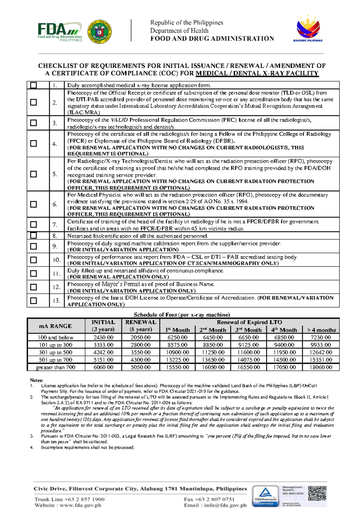 LAF - COC Checklist and Application for Medical/Dental X-Ray Facility ...