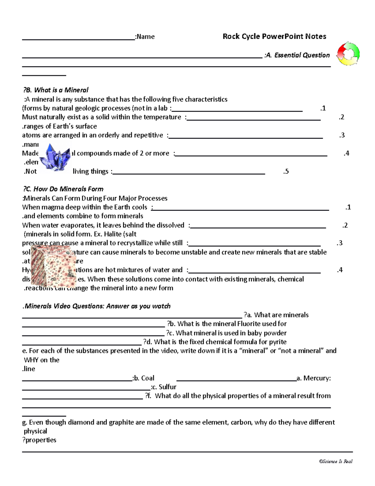 Rock Cycle Student Notes PPT Overview (Course Code: 22) - Studocu