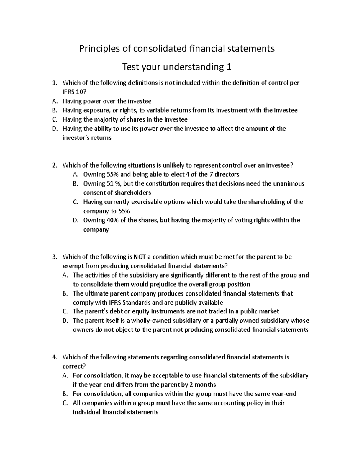 Understanding Consolidated Financial Statements - ACC 501 - Studocu