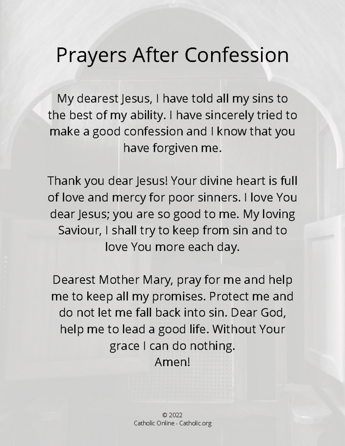 Prayers After Confession: A Reflection on Forgiveness and Grace - Studocu