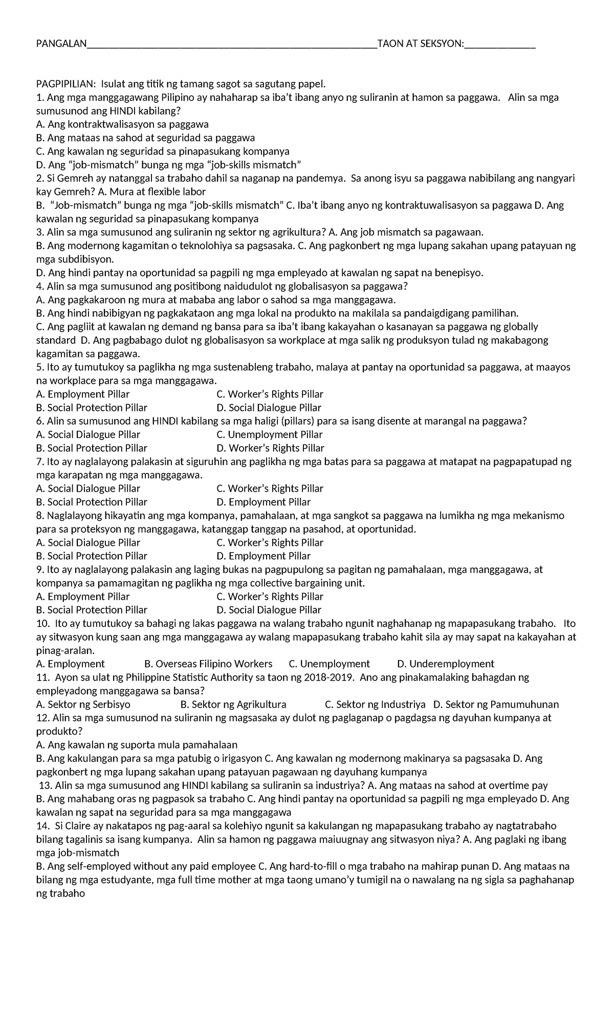 AP 10 LAS - activity sheet - PANGALAN_____________________________________________________TAON ...