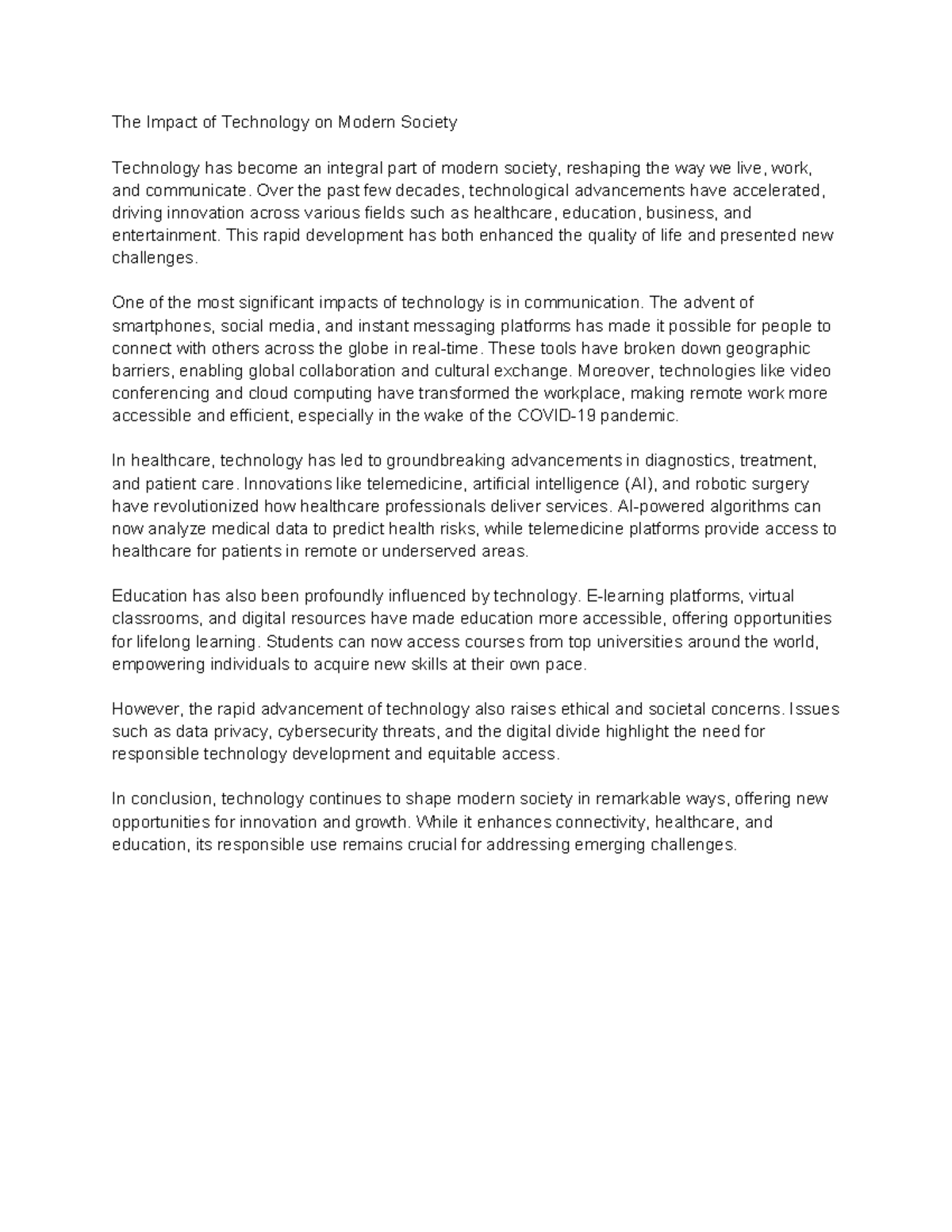The Impact of Technology on Modern Society: Innovations & Challenges ...