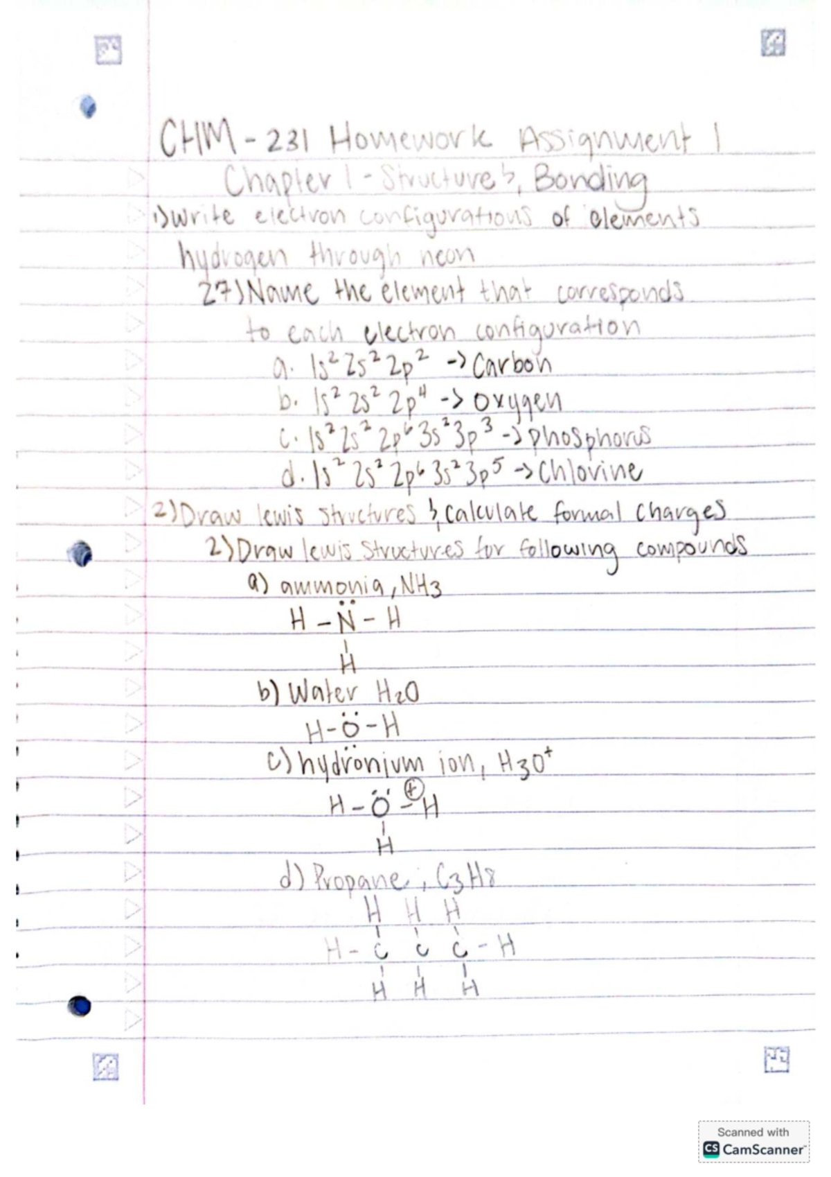 CHM. 231 Homework Assignment: Electron Configurations & Lewis Structures - Studocu