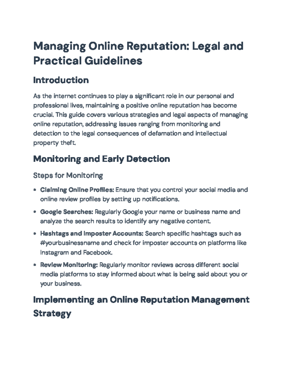 Managing Online Reputation: Legal and Practical Guidelines for Success ...