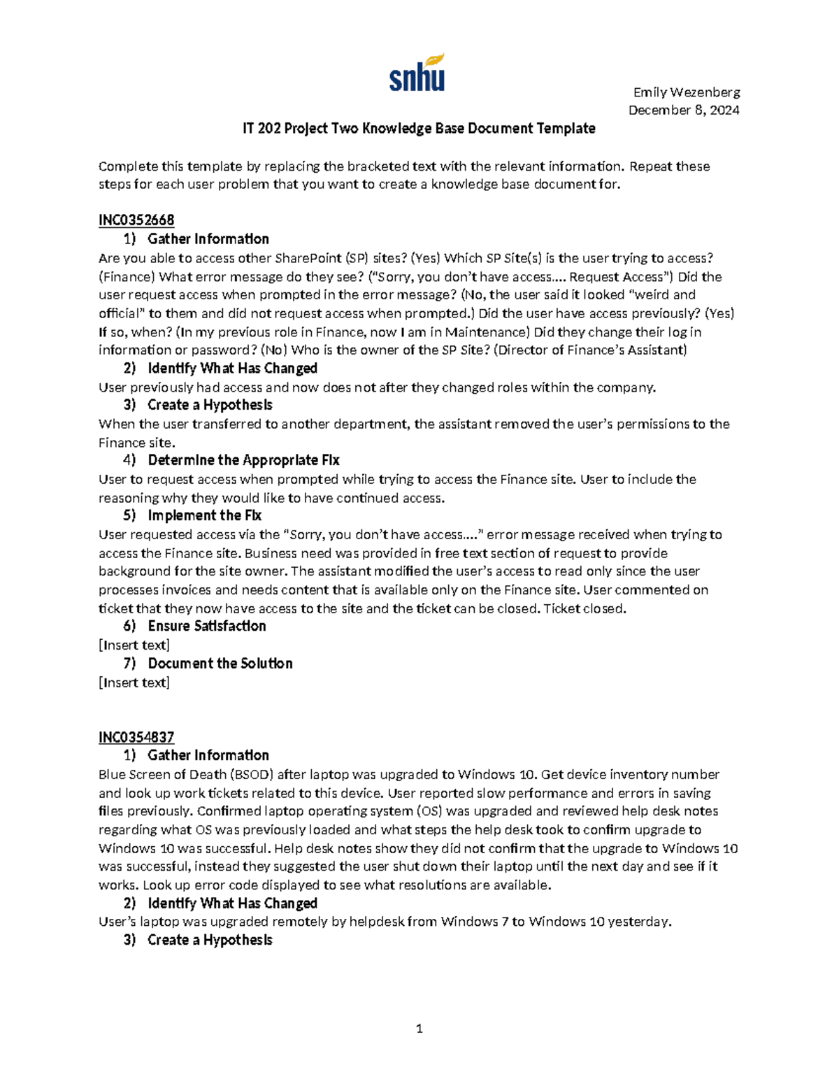 IT 202 Project Two Knowledge Base Document Template - December 8, 2024 ...